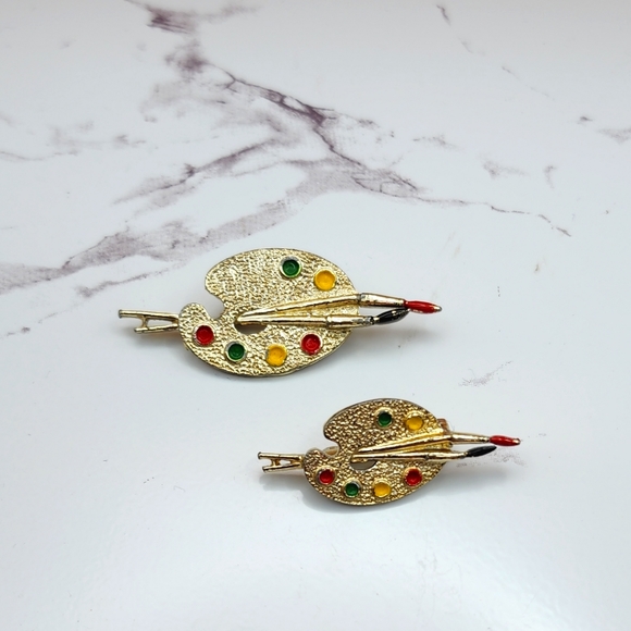Vintage | Jewelry | Vintage Gerrys Painters Pallet Paintbrush Brooch ...